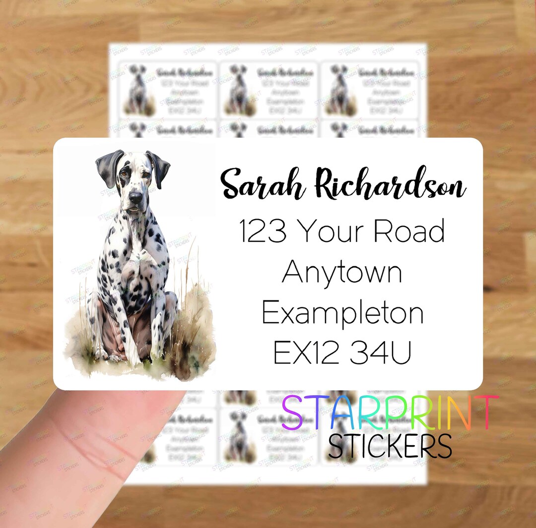 Great Dane Harlequin Dog Personalised Address Labels, 21 Custom Self ...