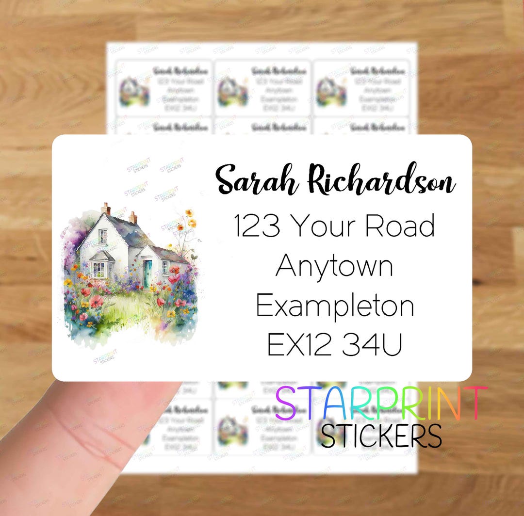 Country Cottage Personalised Address Labels, 21 Custom Self Adhesive ...