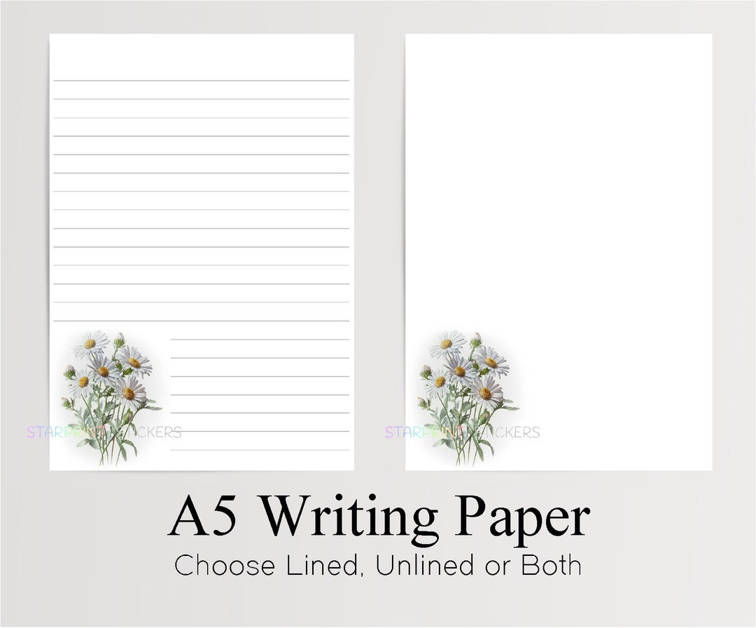 Daisy Flowers A5 Writing Paper, 10 Sheets Lined/unlined, Floral Note ...