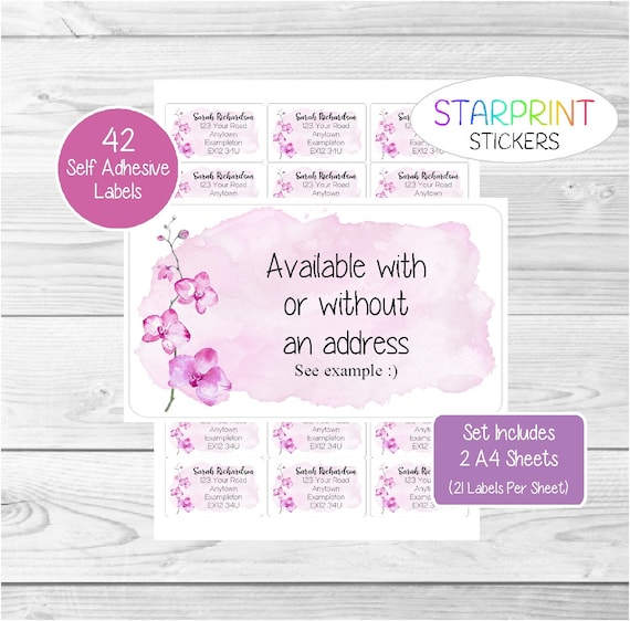 Orchid Personalised Address Labels With or Without Text 42 - Etsy