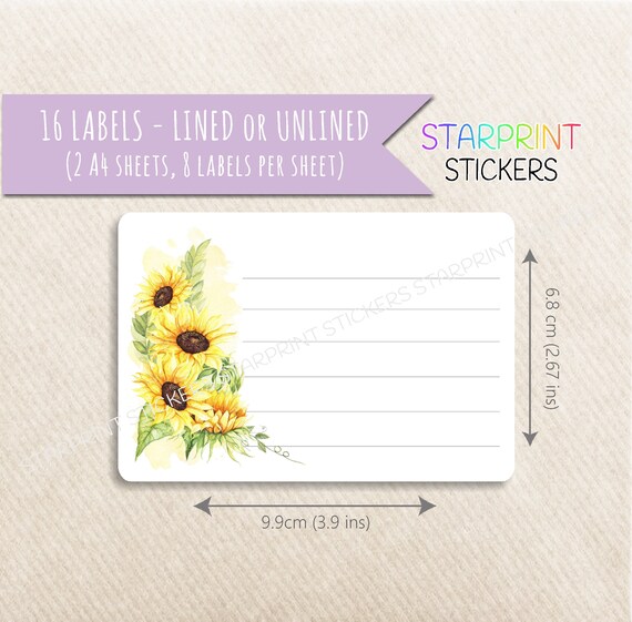 Sunflower Labels 16 Blank or Lined Multi Purpose Stickers 2 - Etsy