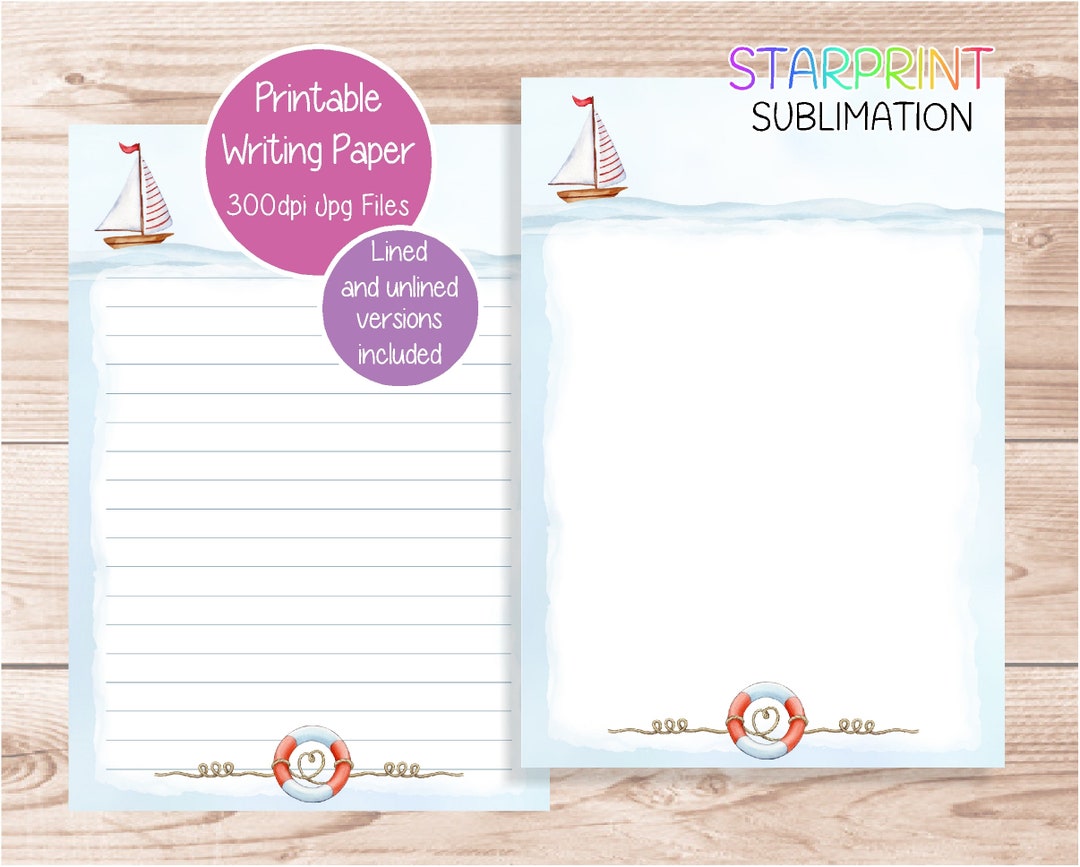 Sailing/nautical Printable Writing Paper/digital Download Note Paper ...