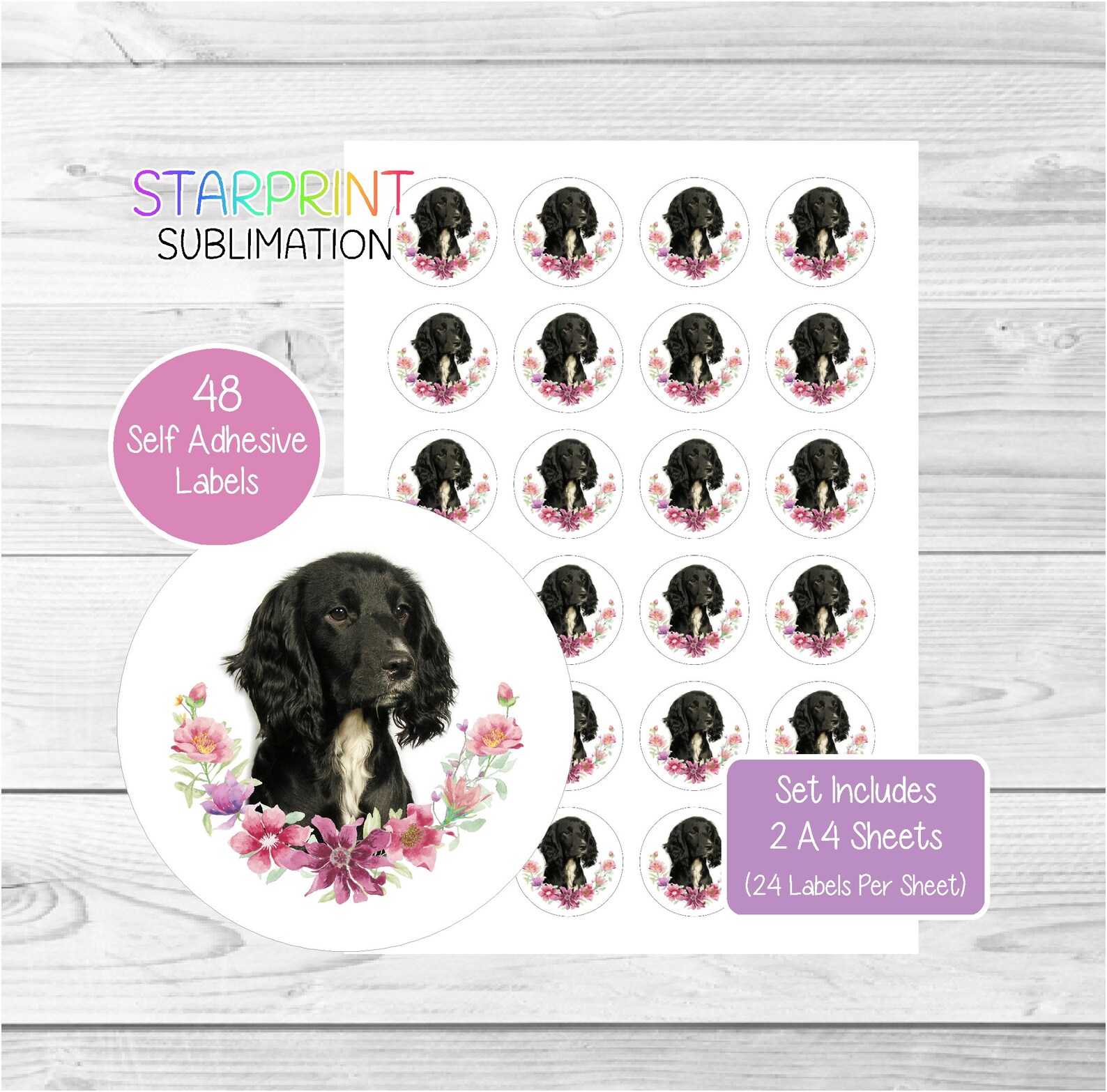 Working Cocker Spaniel Dog Stickers 48 Round Labels 2 A4 | Etsy