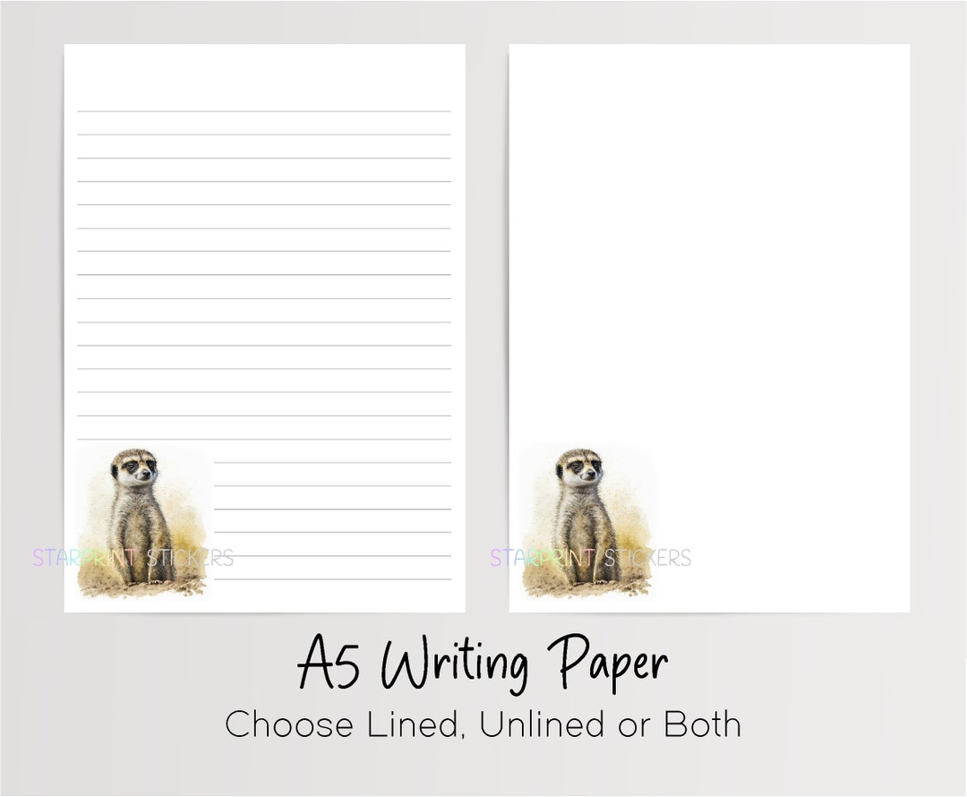 Meerkat A5 Writing Paper, 10 Sheets Lined/unlined, Lovely Note Paper ...