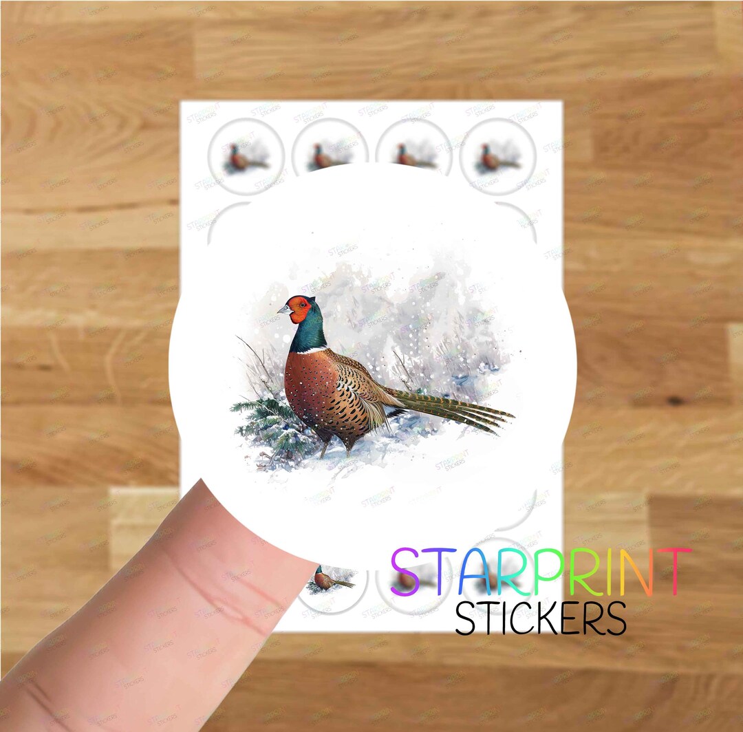 Pheasant Stickers/envelope Seals, 24 Round Labels A4 Sticker Sheet (24 ...