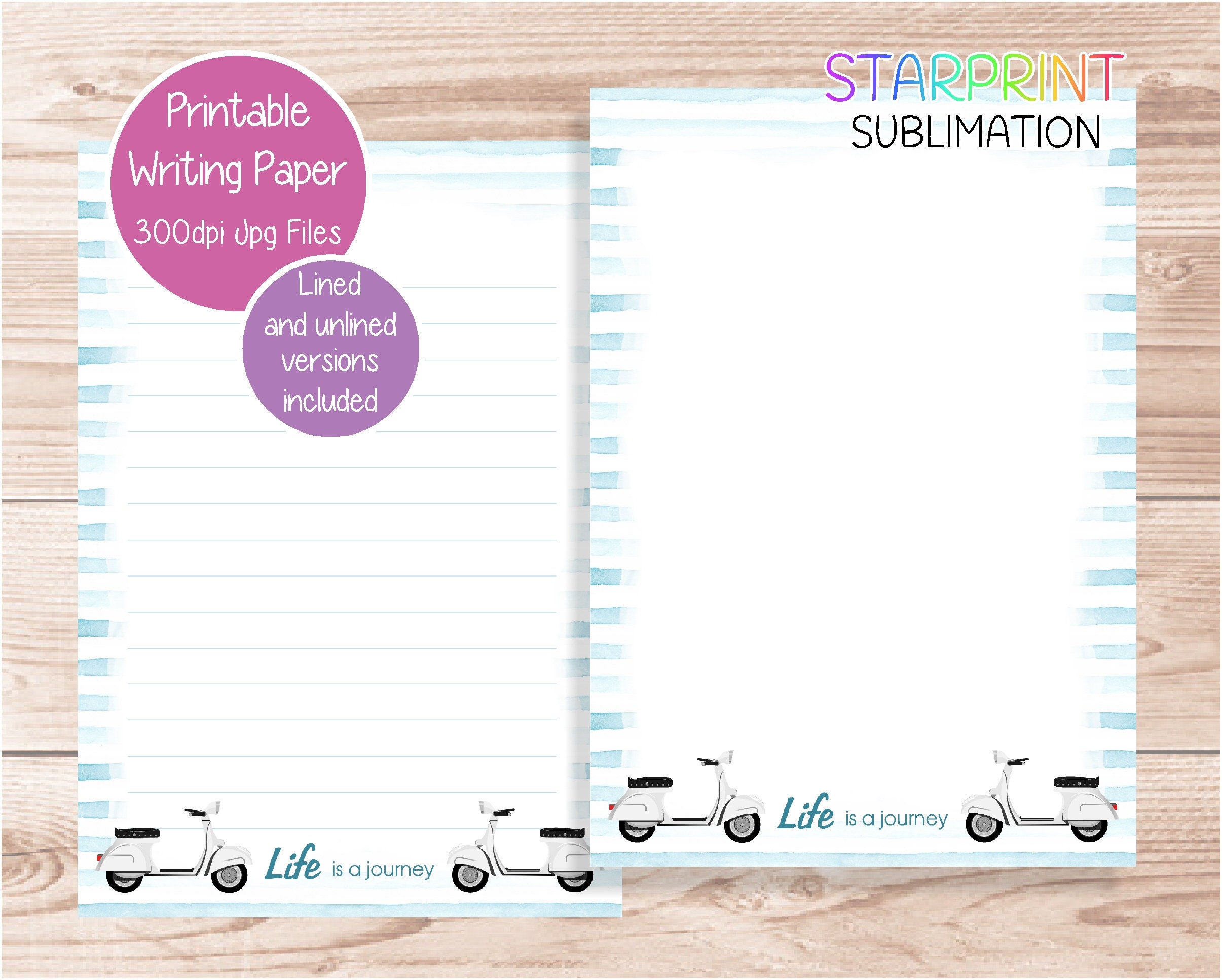Vespa Scooter Printable Writing Paper/digital Download Note Paper ...