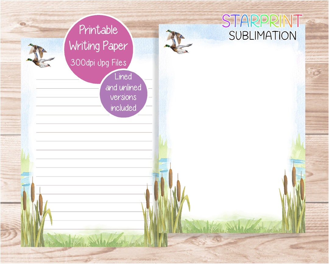 Lake/lakeside Duck Printable Writing Paper/digital Download Note Paper ...