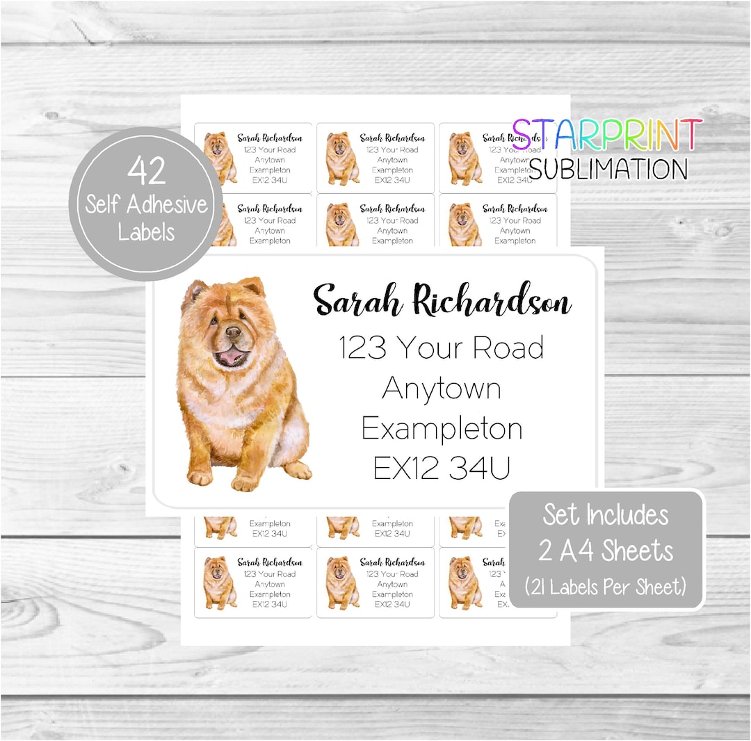 Chow Chow Dog Personalised Address Labels, 42 Custom Self Adhesive ...
