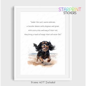 Cavalier King Charles Spaniel Black & Tan Dog Print, Beach Poem ...