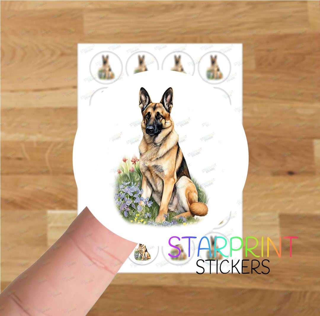 German Shepherd Stickers/envelope Seals, 24 Round Labels A4 Sticker ...