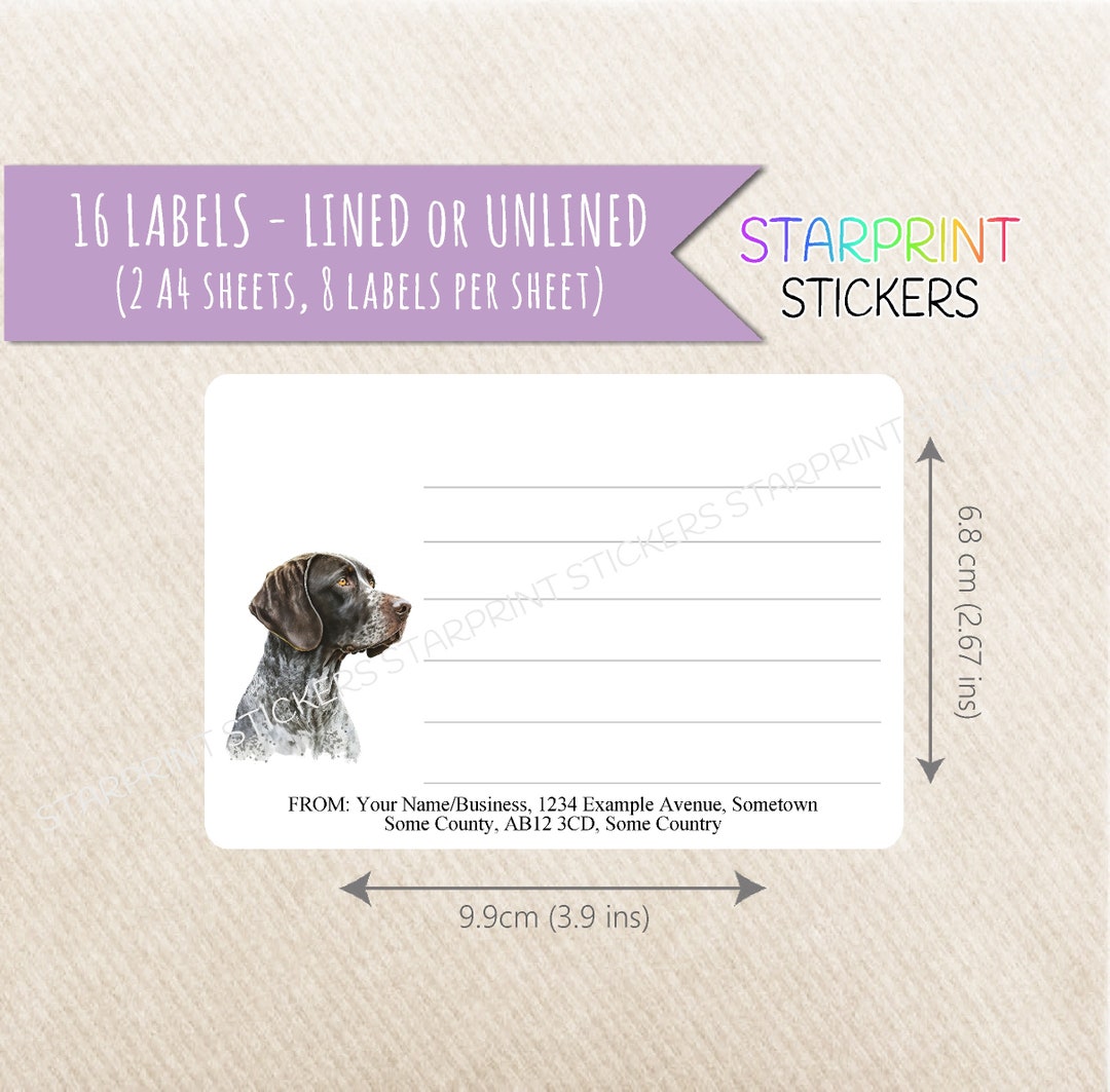 German Shorthaired Pointer Labels,16 Stickers (2 A4 Sheets ...