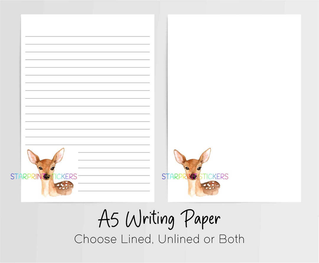 Deer Fawn A5 Writing Paper, 10 Sheets Lined/unlined Note Paper, Penpal ...