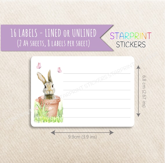 Rabbit Labels 16 Blank or Lined Multi Purpose Stickers 2 A4 - Etsy