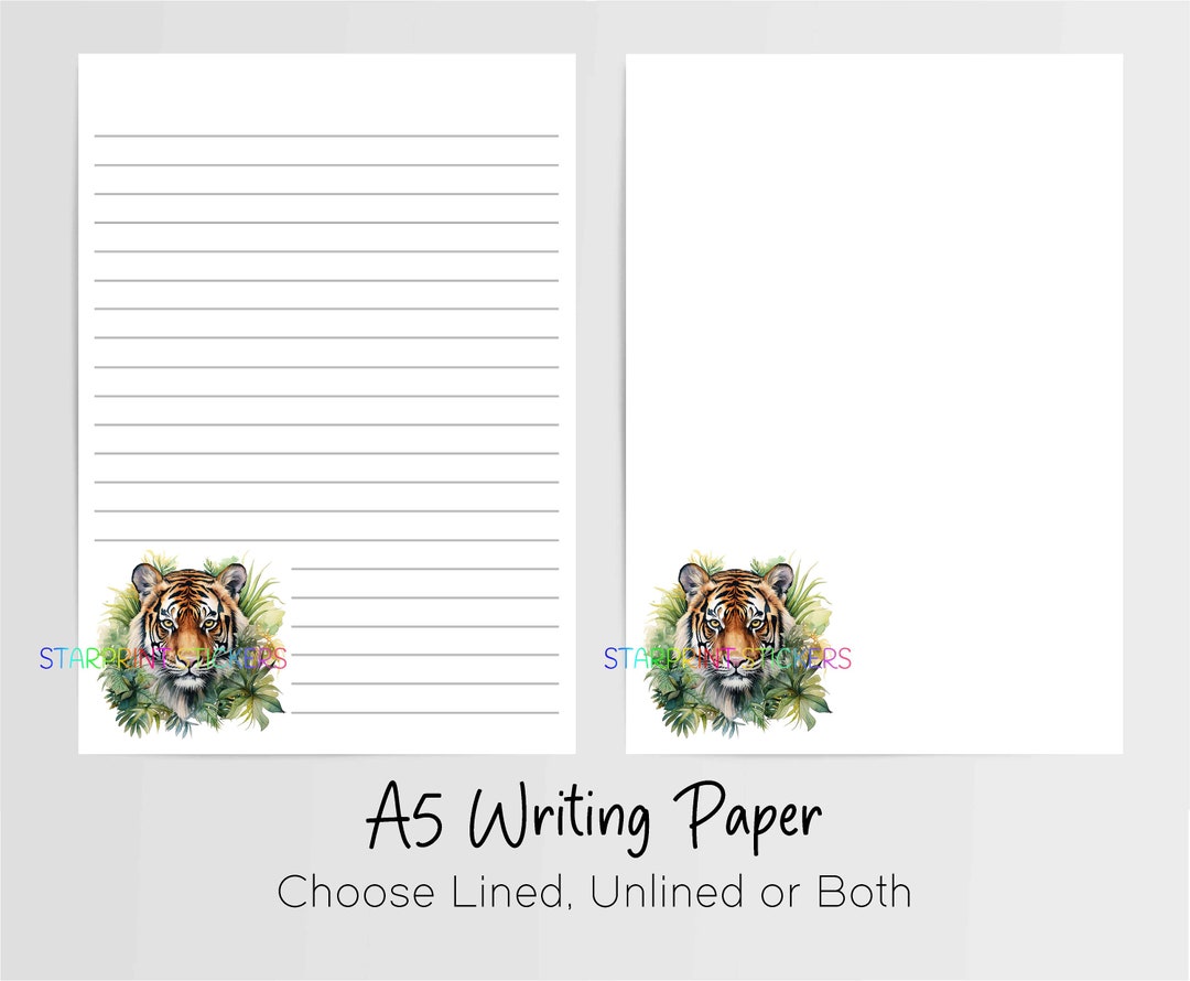 Tiger A5 Writing Paper, 10 Sheets Lined/unlined, Note Paper, Penpal ...