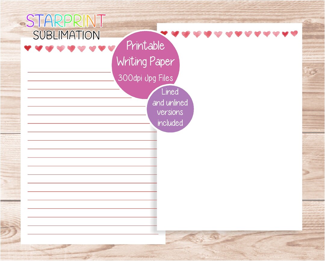 Red Heart Bunting Printable Writing Paper/digital Download Note Paper ...