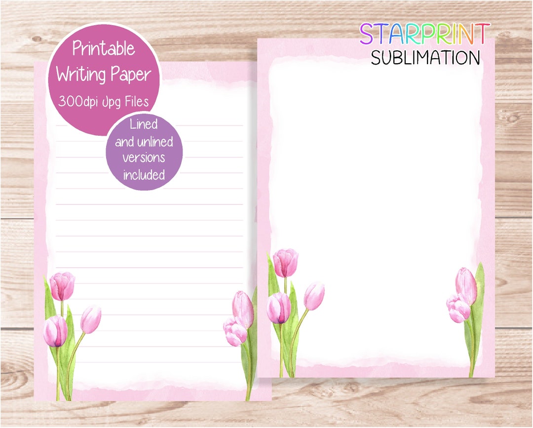 Tulips/spring Flowers Printable Writing Paper/digital Download Note ...