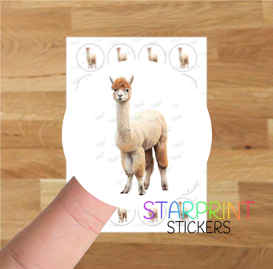 Alpaca Stickers/envelope Seals, 24 Round Labels A4 Sticker Sheet (24 ...