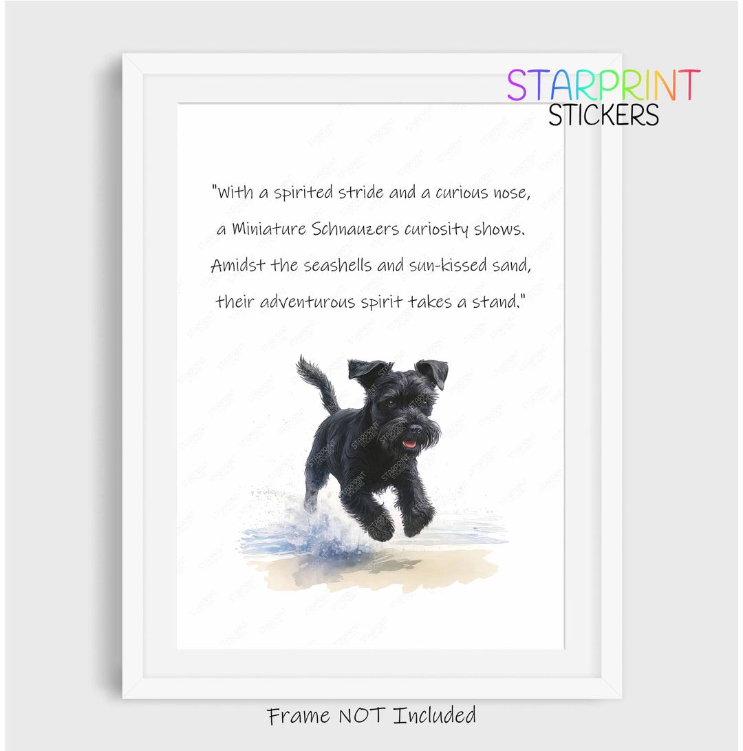 Miniature Schnauzer Dog Print, Beach Poem Unframed A4 Print, Fun ...