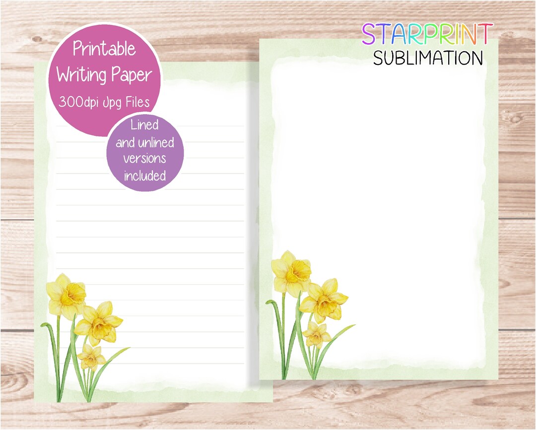 Daffodils/spring Flowers Printable Writing Paper/digital Download Note ...
