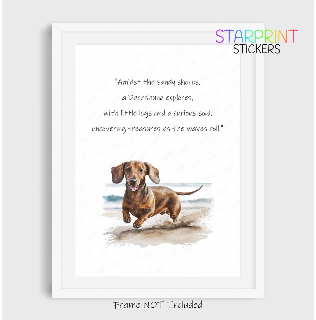 Dachshund Smooth Haired Red Dog Print, Beach Poem Unframed A4 Print ...