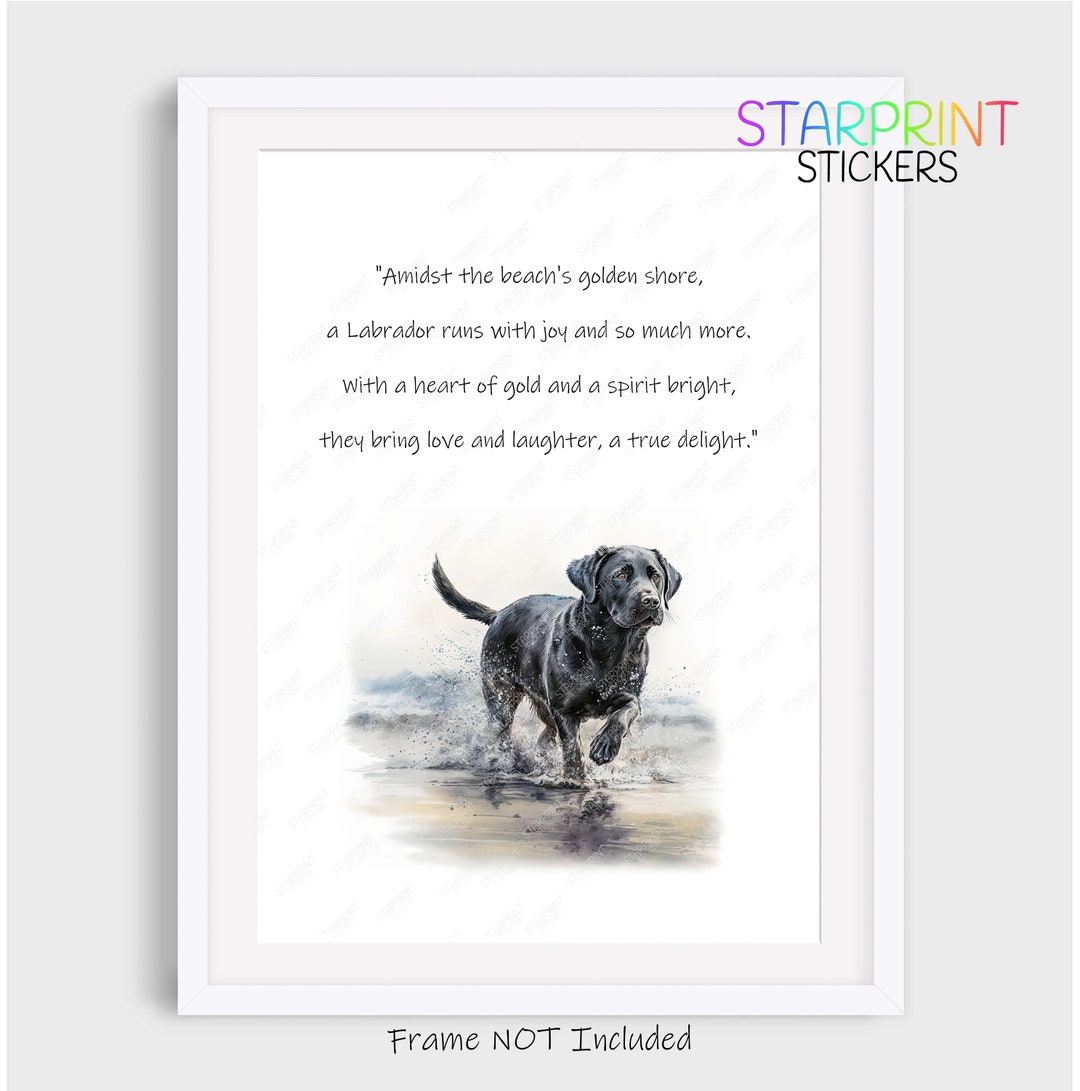 Labrador Retriever Black Dog Print, Beach Poem Unframed A4 Print, Fun ...