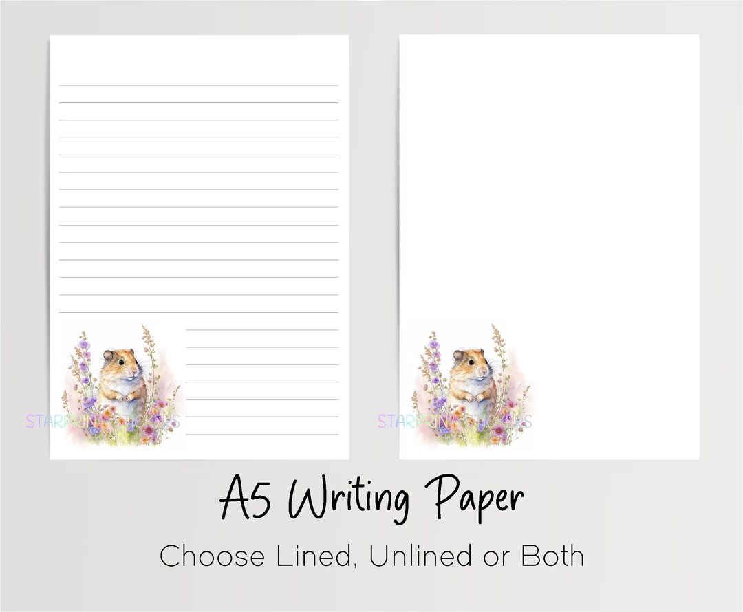 Hamster A5 Writing Paper, 10 Sheets With or Without Envelopes, Lined ...