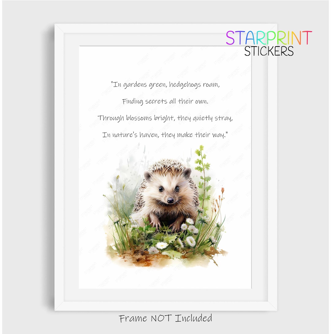 Hedgehog Picture, Garden Poem Unframed A4 Print, Fun Novelty Quote ...