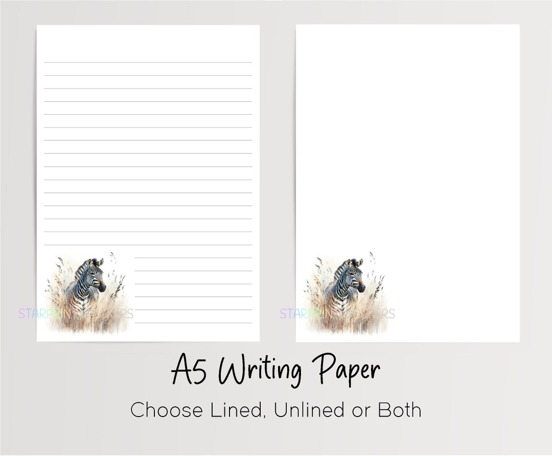 Zebra A5 Writing Paper, 10 Sheets Lined/unlined, Safari Animal Note ...