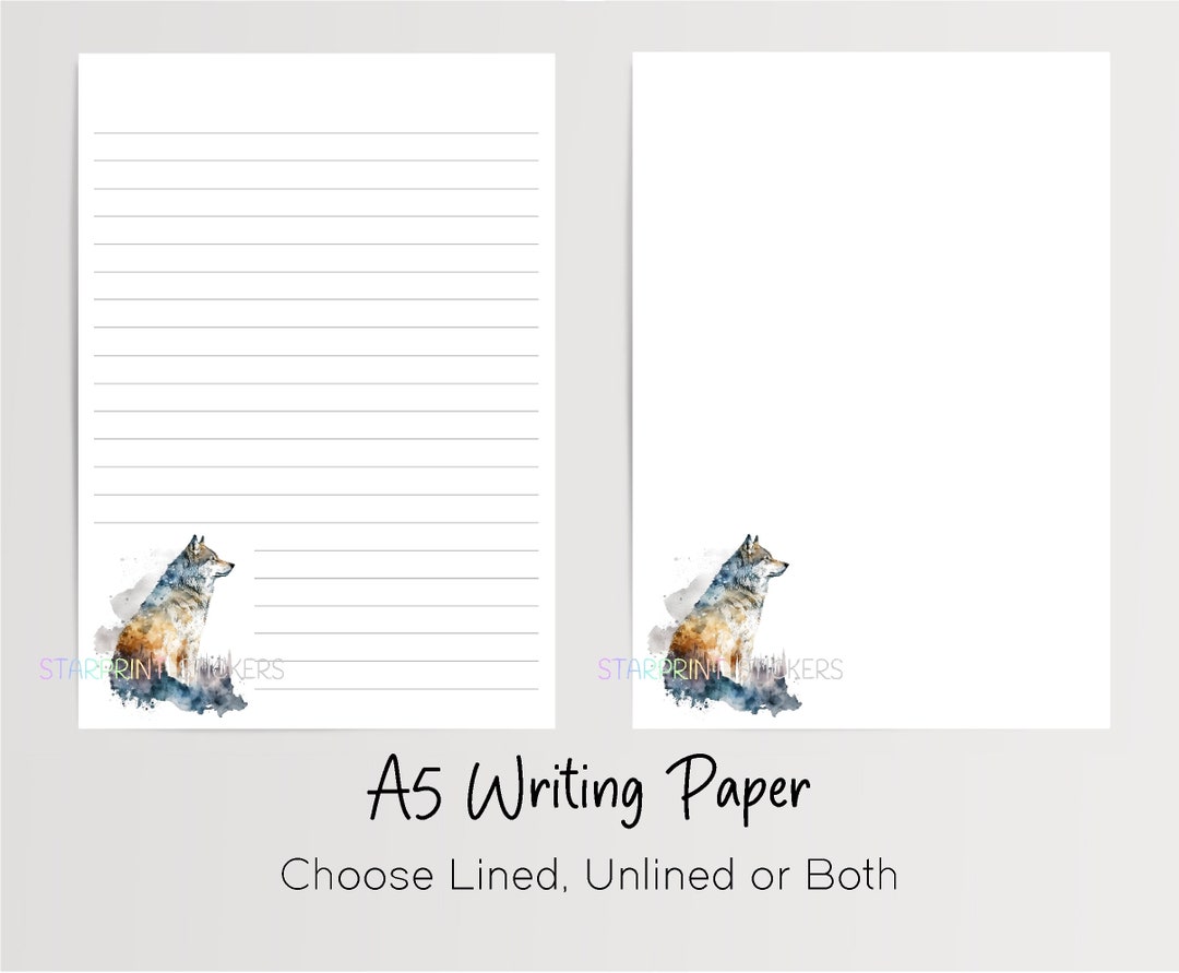 Wolf A5 Writing Paper, 10 Sheets Lined/unlined, Wolves Note Paper ...