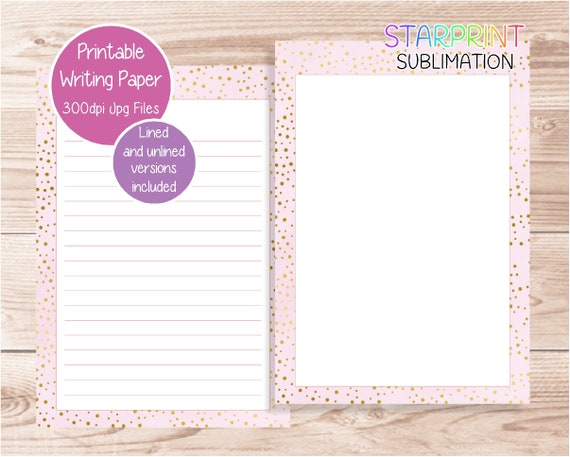 Pink With Glitter Effect Printable Writing Paper/digital | Etsy