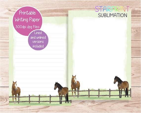 Horse Printable Writing Paper/digital Download Note | Etsy