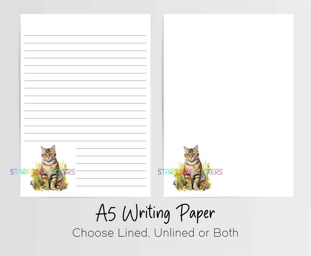 Bobtail Cat A5 Writing Paper, 10 Sheets Lined/unlined, Animal Note ...