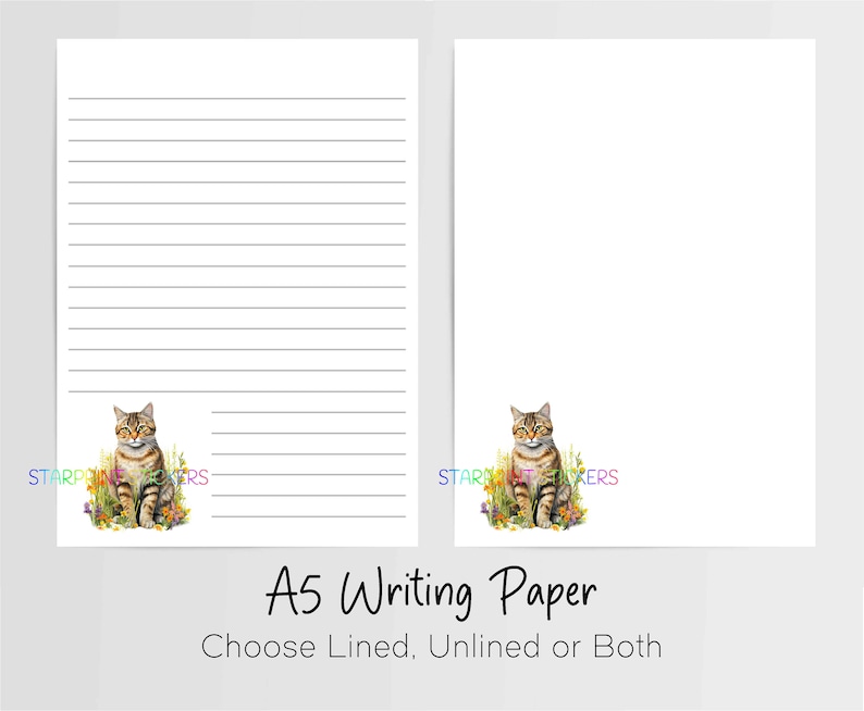 Bobtail Cat A5 Writing Paper, 10 Sheets Lined/unlined, Animal Note ...