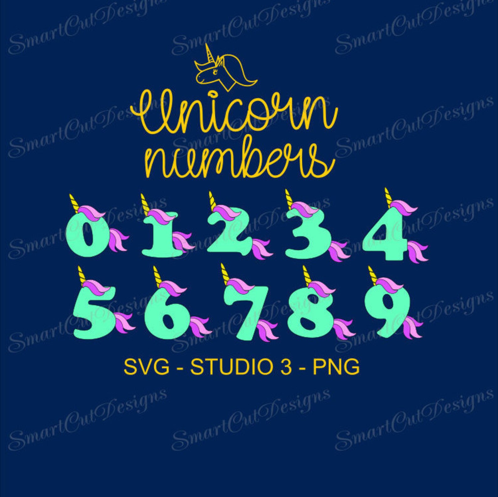 Unicorn Birthday Numbers Svg Unicorn Iron on Unicorn Birthday - Etsy