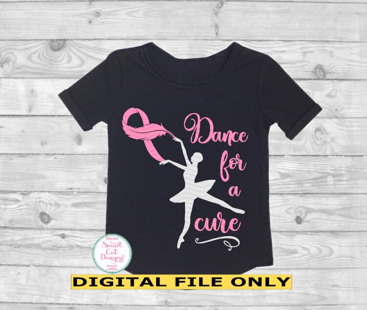Breast Cancer Dance Svg Awareness Svg Ballerina With Pink Ribbon and ...