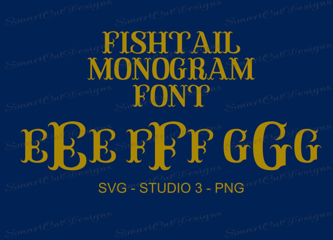Round Fishtail Monogram Font Svg and Silhouette Studio Cut Files for ...