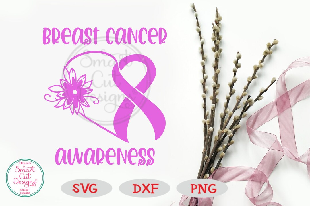 Breast Cancer Svg, Awareness Svg, Pink Ribbon With Flowers Svg Cancer ...