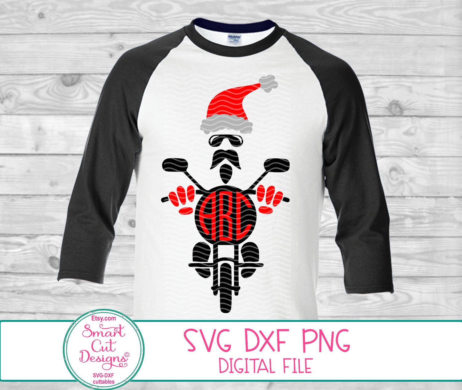 Motorcycle Santa Monogram Svg Santa Ridding Motorcycle T-shirt - Etsy