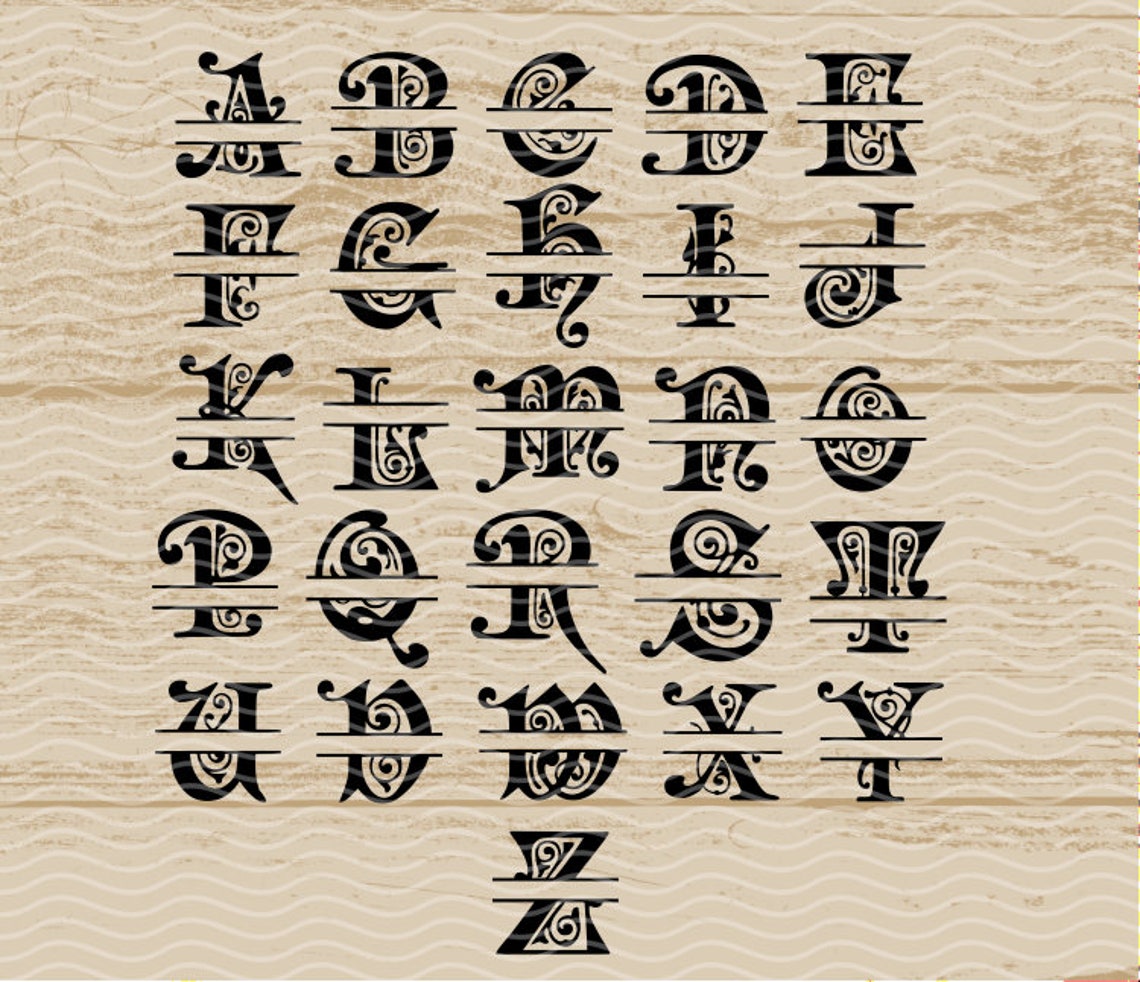 Split Monogram Font Svg Split Monogram Letters Svg Monogram | Etsy