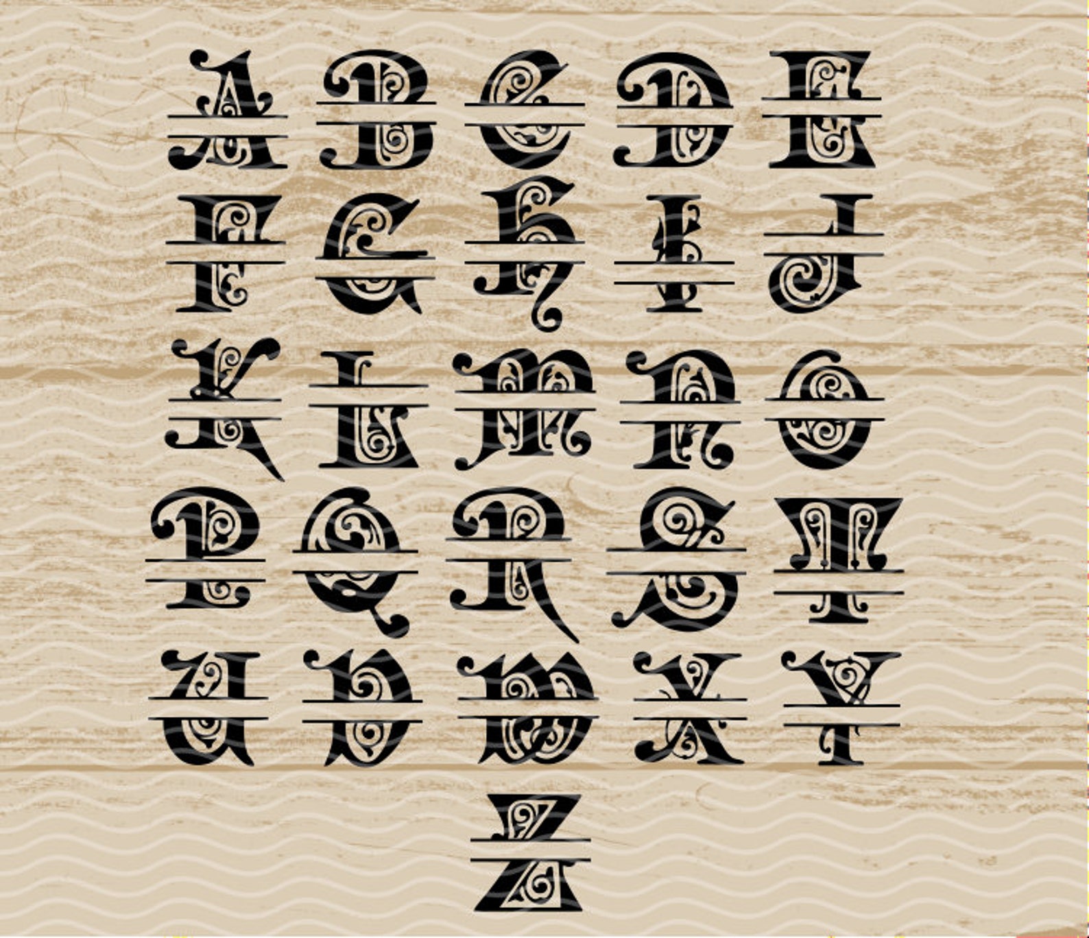 Split Monogram Font Svg Split Monogram Letters Svg Monogram | Etsy