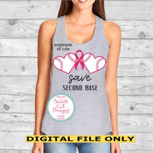 Save Second Base Svg Awareness Svg Breast Cancer Svg Softball Svg Pink ...