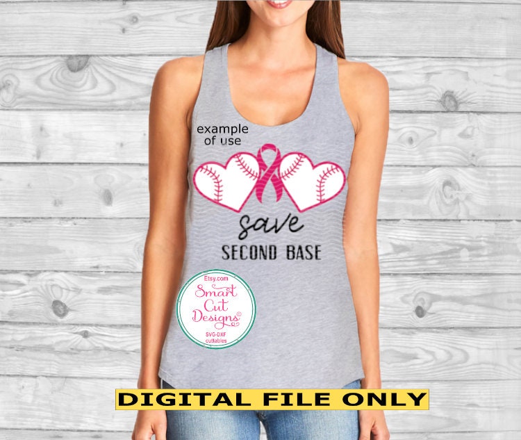 Save Second Base Svg Awareness Svg Breast Cancer Svg Softball - Etsy