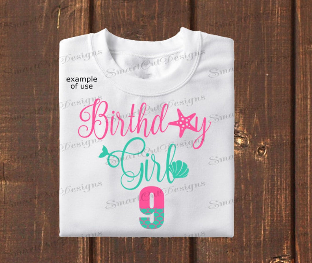 Birthday Girl Svg 9th Birthday Svg Girl Mermaid Number 9 Svg Mermaid ...