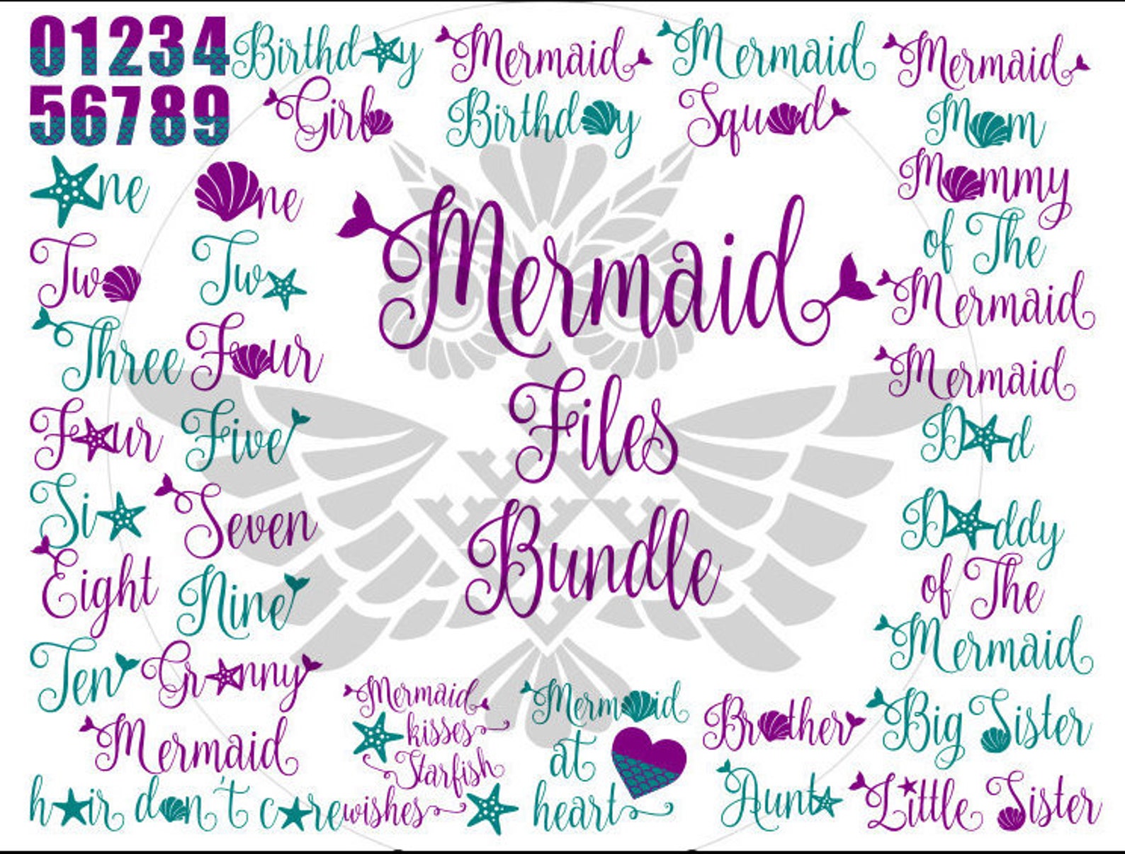 Mermaid Bundle Svg, Mermaid Birthday, Mermaid Numbers Svg, Mermaid Mom ...