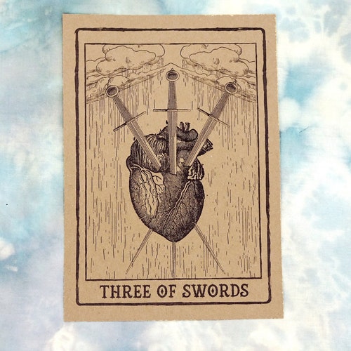 Three of Swords Tarot Card Art Print - Etsy