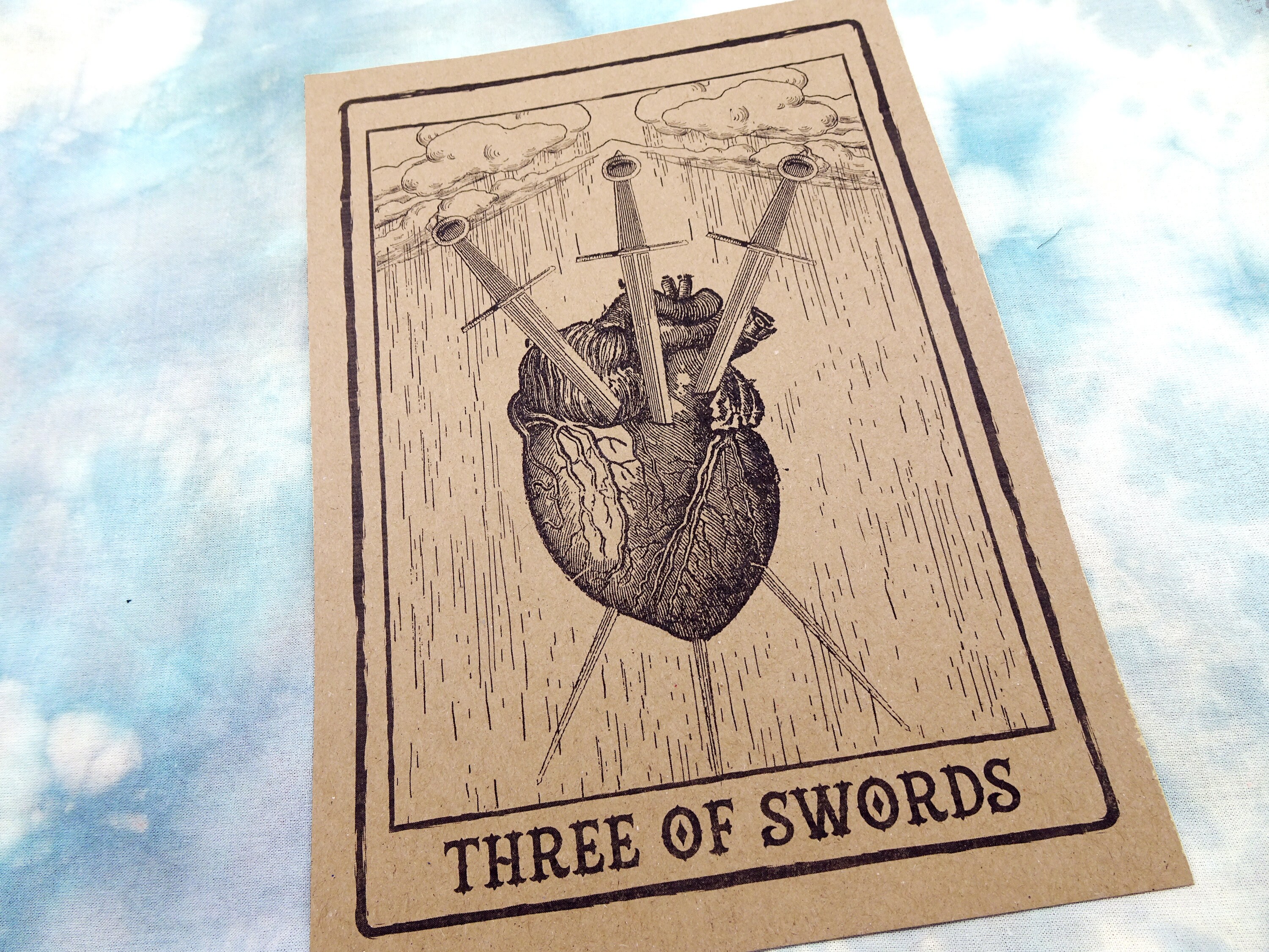 Three of Swords Tarot Card Art Print - Etsy