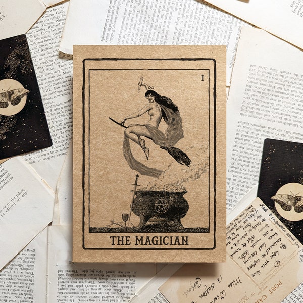 The Magician Tarot Card Print the Magician Card Black - Etsy