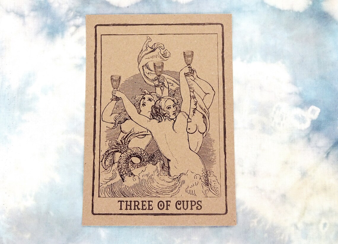 Three of Cups Tarot Card Art Print - Etsy UK