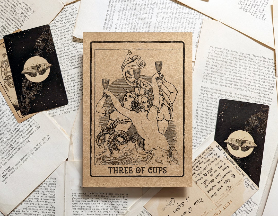 Three of Cups Tarot Card Art Print - Etsy UK