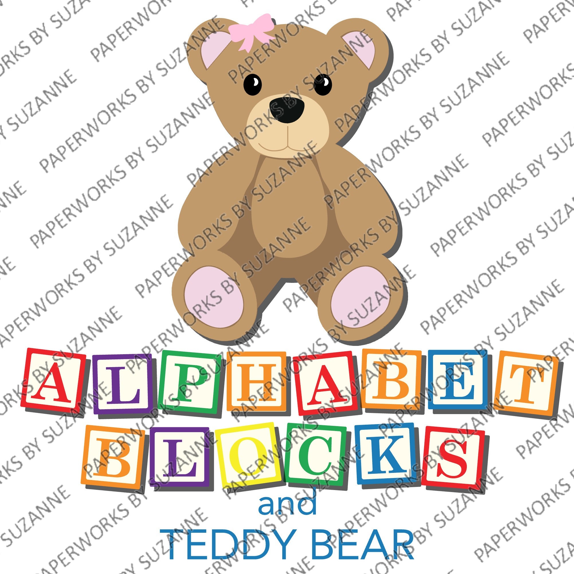 Teddy Bear and Alphabet Blocks .SVG .studio3 .GSP for - Etsy